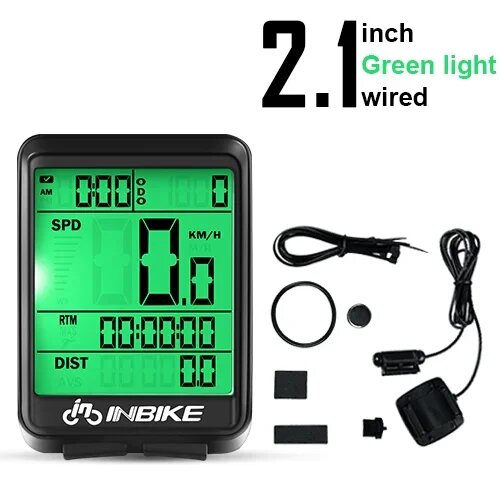 INBIKE велокомпьютер 2.1" Green Light-Wired