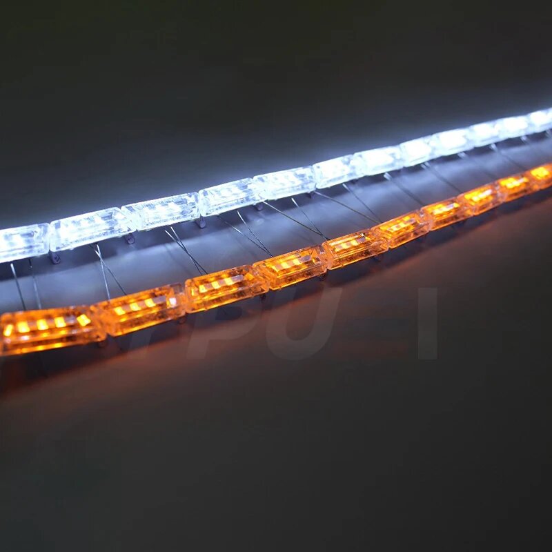 2 шт. DRL гибкие хрустальные светодиодные ленты дневные ходовые огни указатель 2Pcs White to yellow