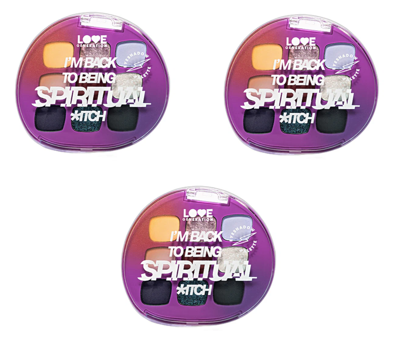 Палетка теней для век Love Generation I’m back to being spiritual *itch, 01 9 оттенков, 7,2 гр 3 шт