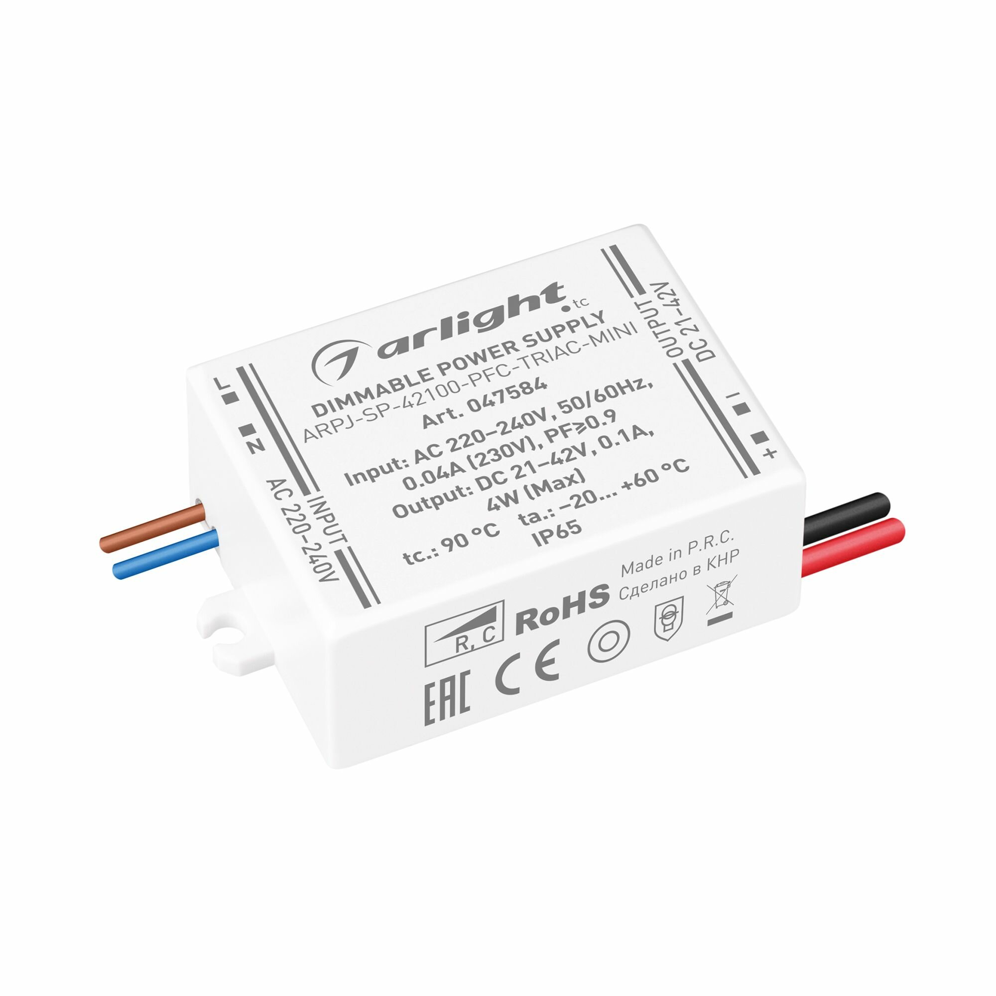Блок питания ARPJ-SP-42100-PFC-TRIAC-MINI (4W, 21-42V, 100mA)