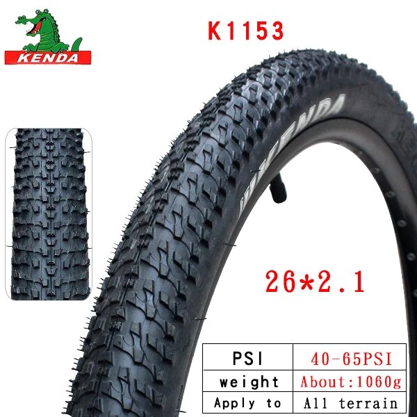 Kenda Mountain Bike Tires, K1153, черные, 24", 26", 27.5x1.95 26X2.1 K1153