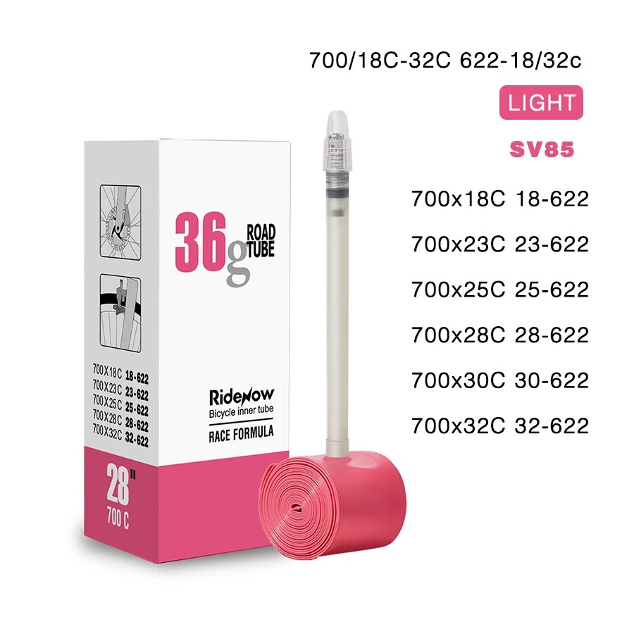 RideNow Внутренняя трубка для велосипеда 700c, 36g white SV85