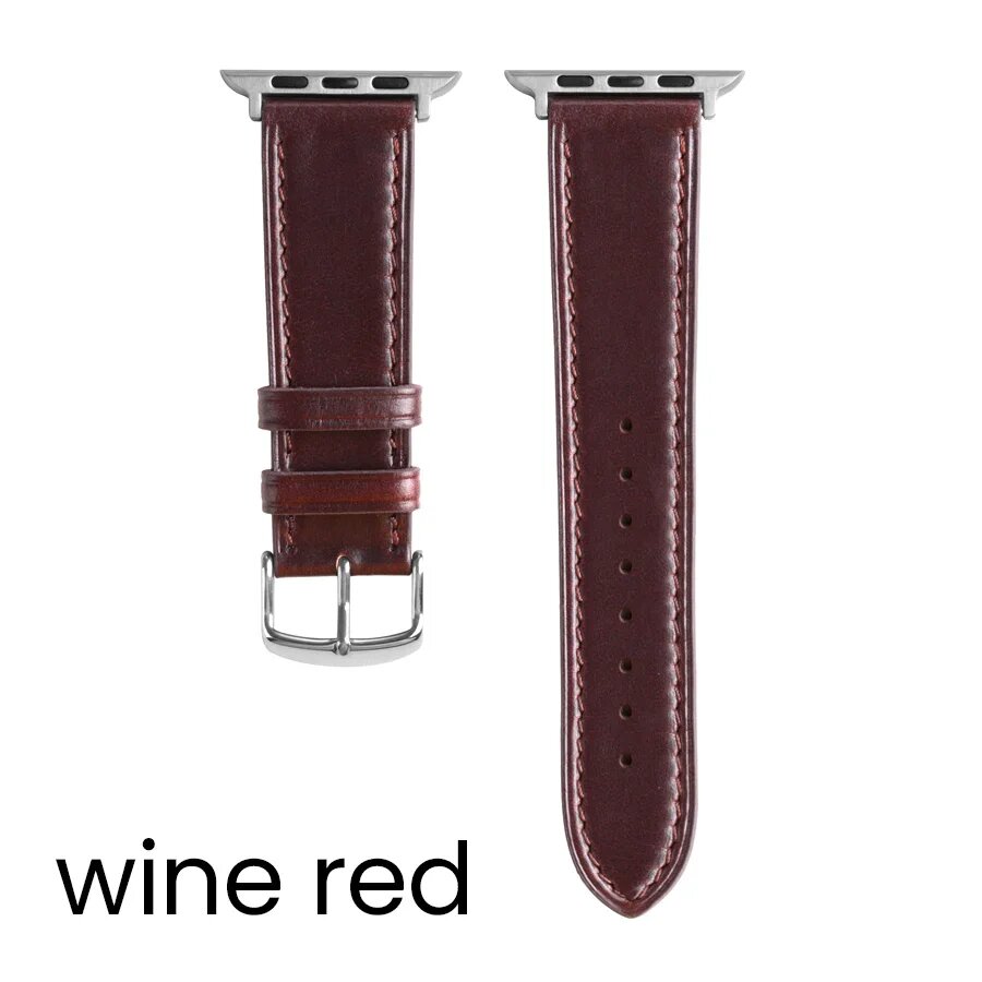 Ремешок YMW Horween Chromexcel для Apple Watch Красный, 41mm 40mm, wine red