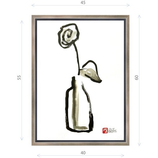 Картина Декор Депо Константина Малютина Роза в бутылке Матовый холст в раме 60х45 см