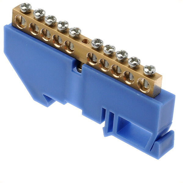 Шина N10 ноль на DIN-рейку на 10 присоединений латунь 100А (4 шт. в комплекте)