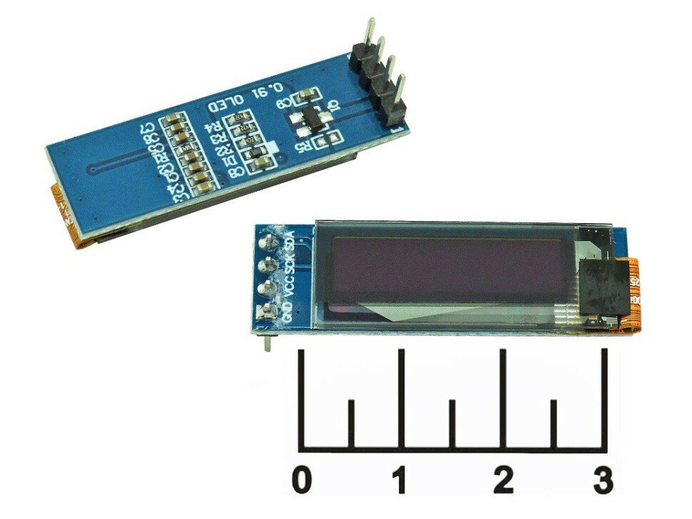 Радиоконструктор дисплей для Arduino 0.91" 128*32 OLED желтый (IIC I2C/SSD1306)