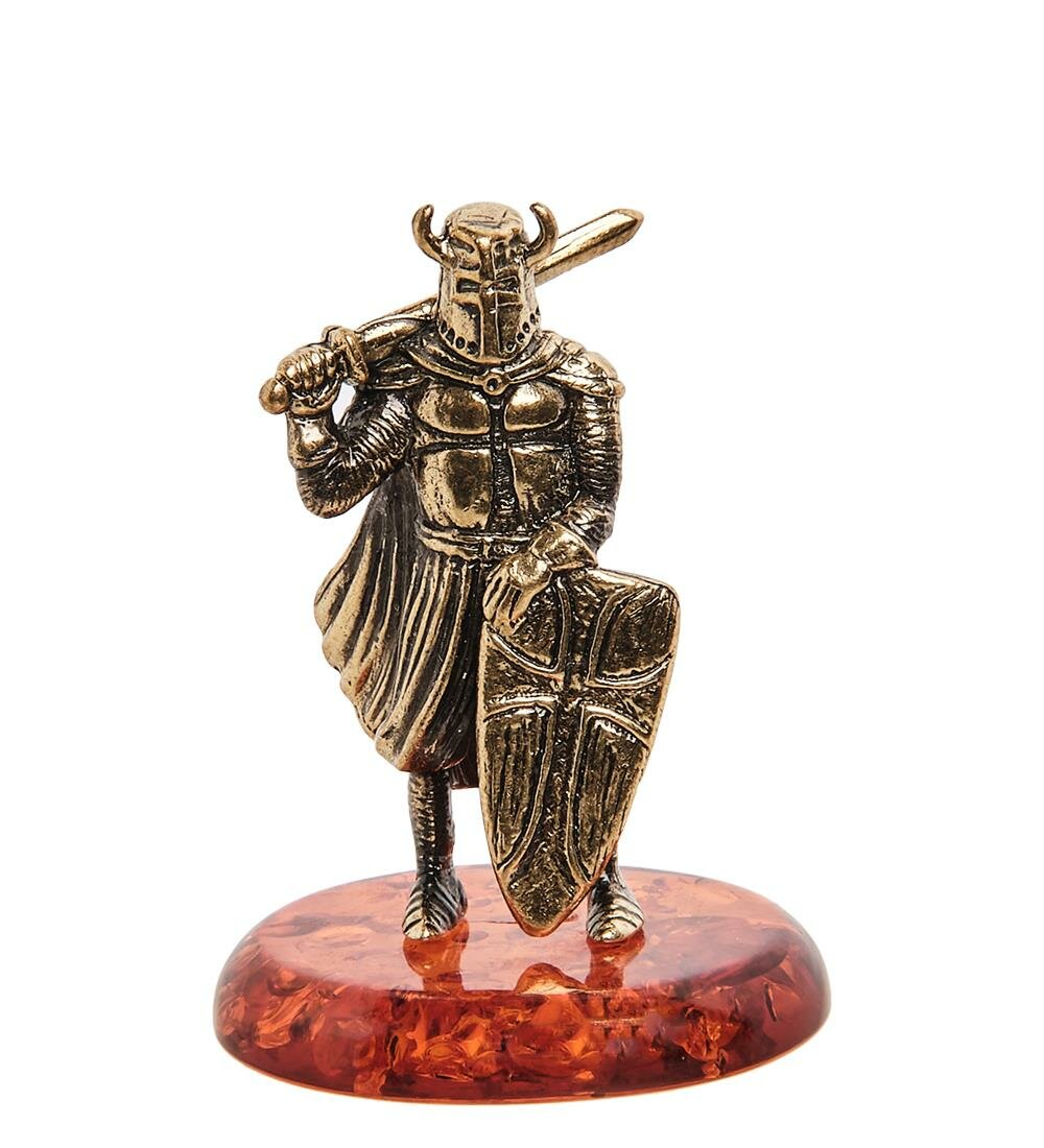 Фигурка Рыцарь с щитом (латунь, янтарь) A2104237 Народные промыслы бронзовый