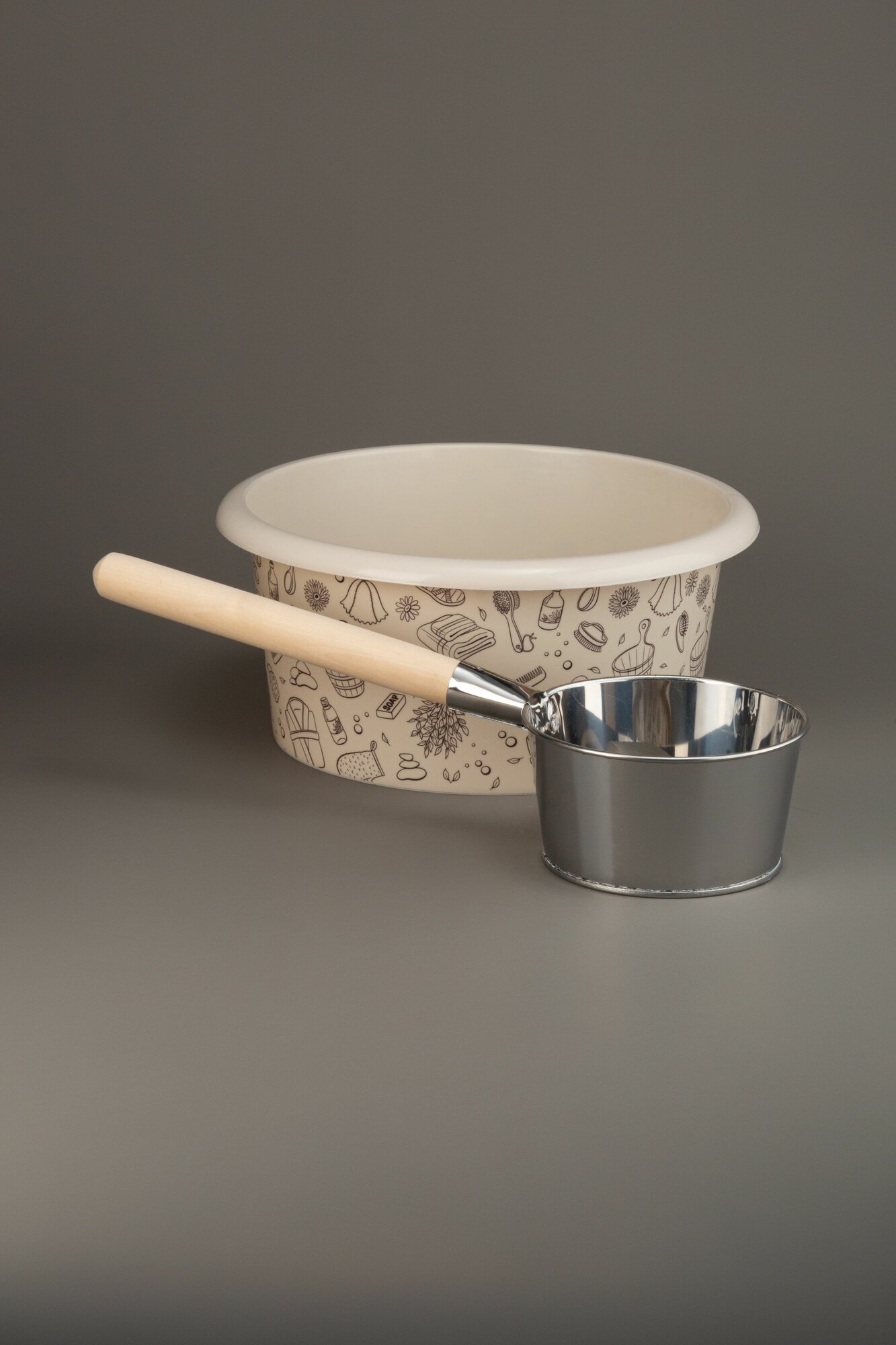 Набор для бани таз 10 л Русская банька+ ковш из нержавеющей стали 1,5 литра