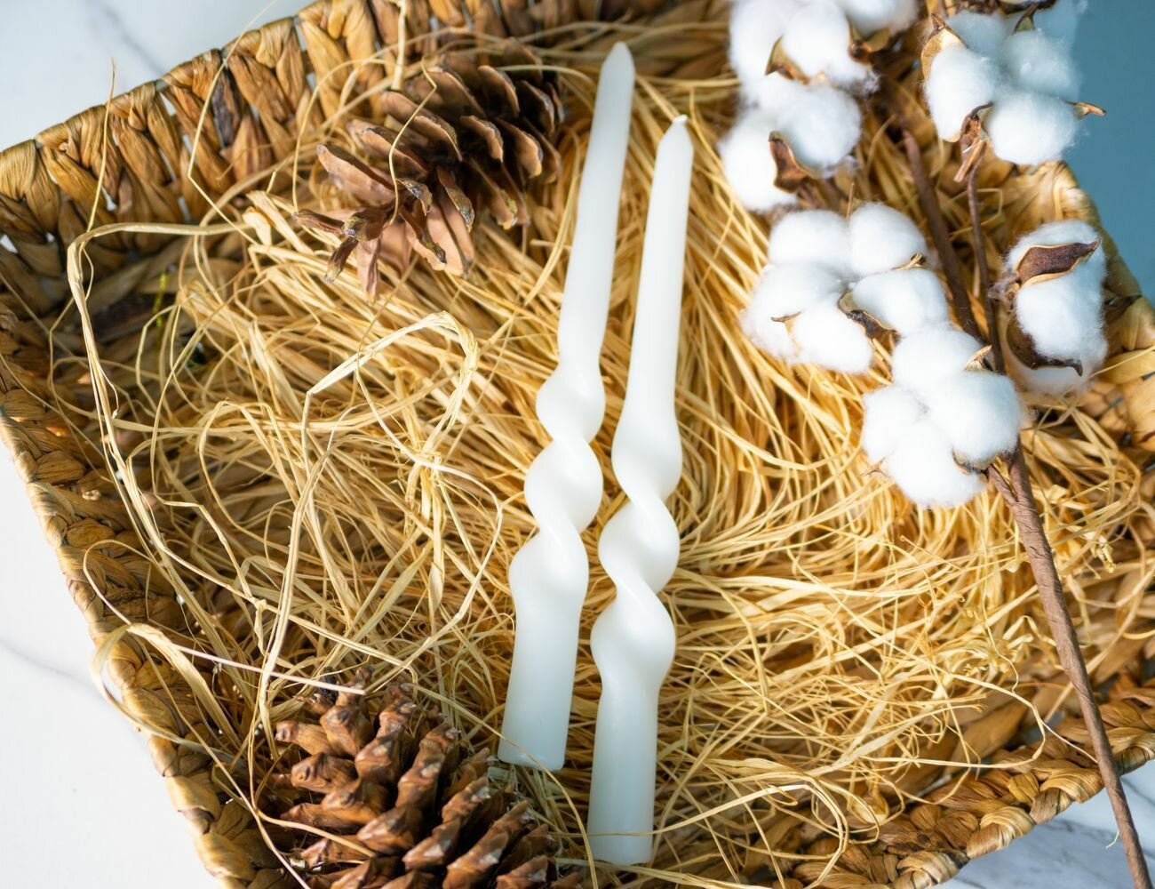 Свечи витые эссеншиал твист, белые, 23 см, 2 шт, Koopman International CC5070330