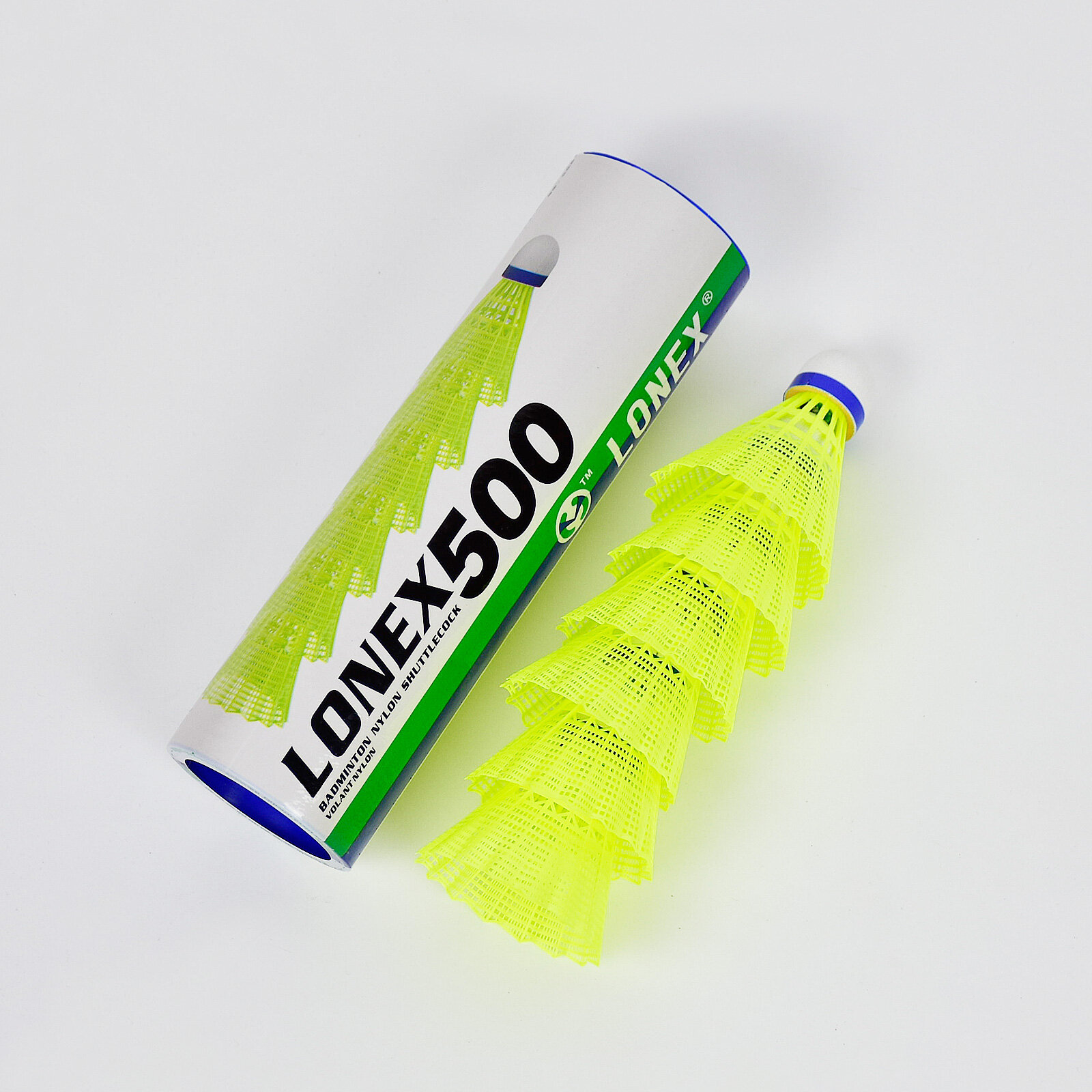 Волан нейлоновый для бадминтона LONEX CLIFF 500, (6 штук в тубе), желтый