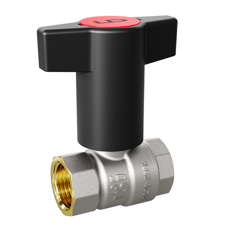 Кран шаровый LD Pride ВВ 3/4" с пластиковой T-ручкой, красная вставка, полный проход