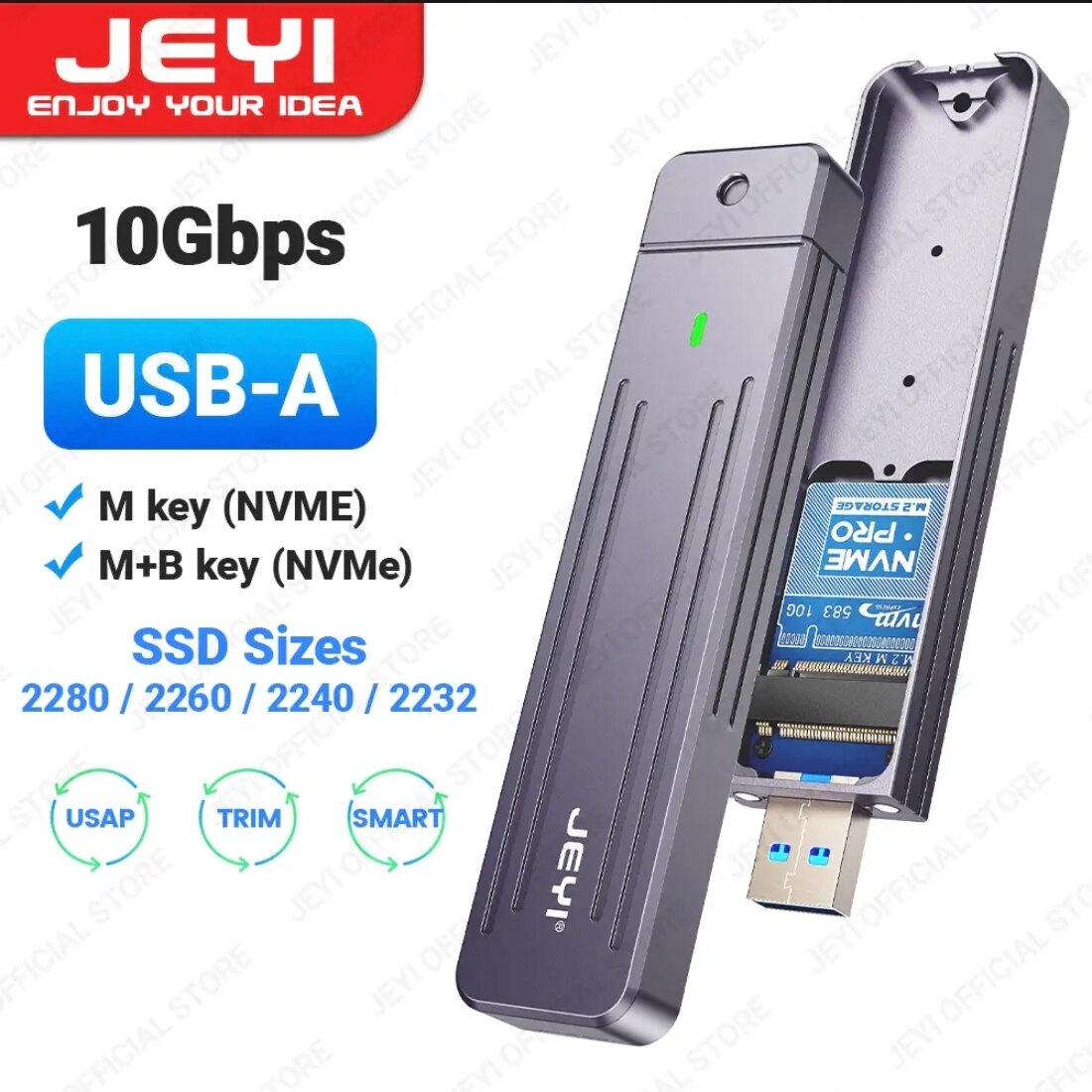 Корпус JEYI для M.2 SSD NVMe USB-A 2280