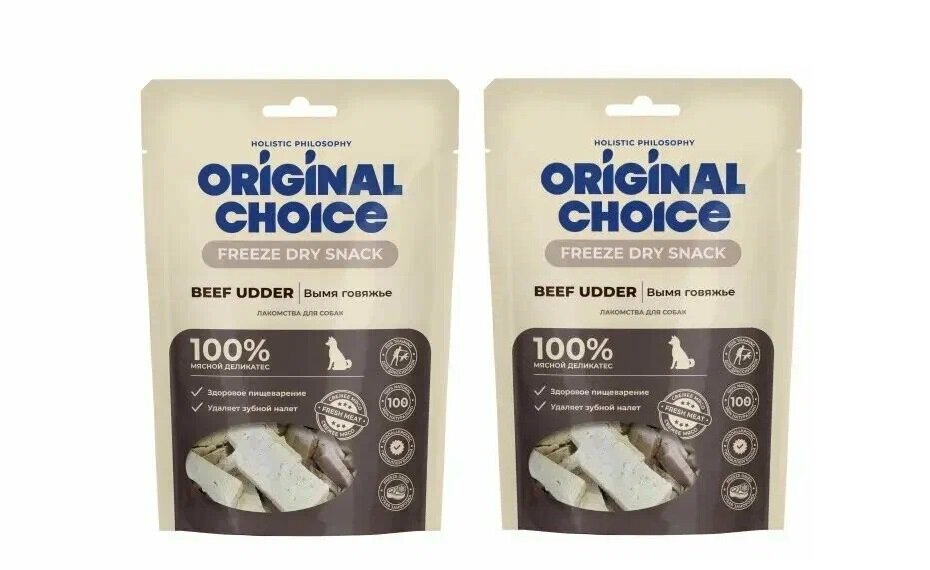 Лакомство для собак Original Choice вымя говяжье, 60 г, 2 уп