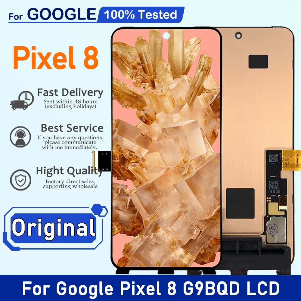 Оригинальный ЖК-дисплей 6,2 "для Google Pixel 8, экран, сенсорная панель, дигитайзер, замена для Google Pixel8 LCD GKWS6 G9BQD, экран