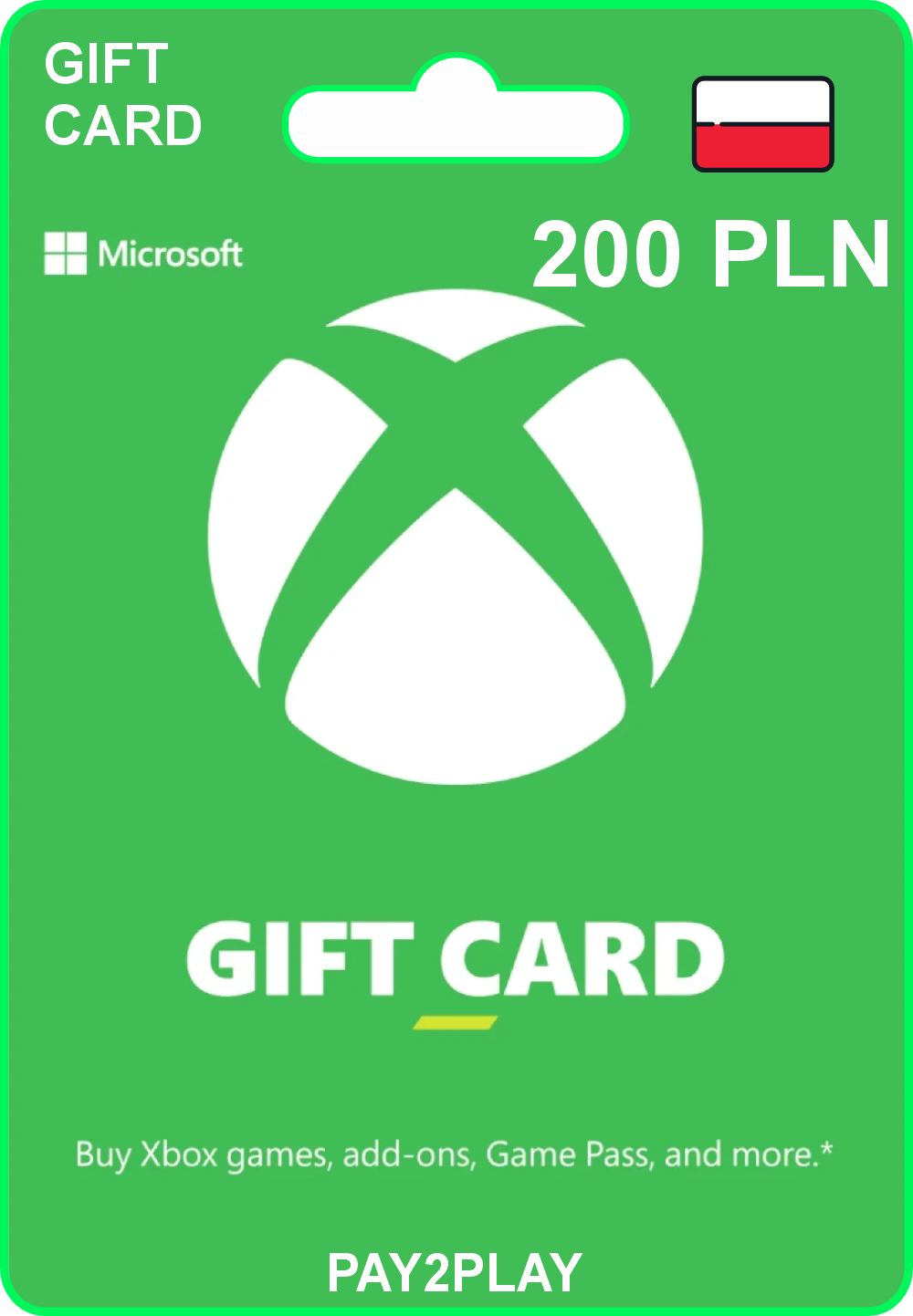 Подарочная карта XBOX 200 PLN / Польша / Цифровой код, пополнение счета / XBOX Digital Gift Card Poland