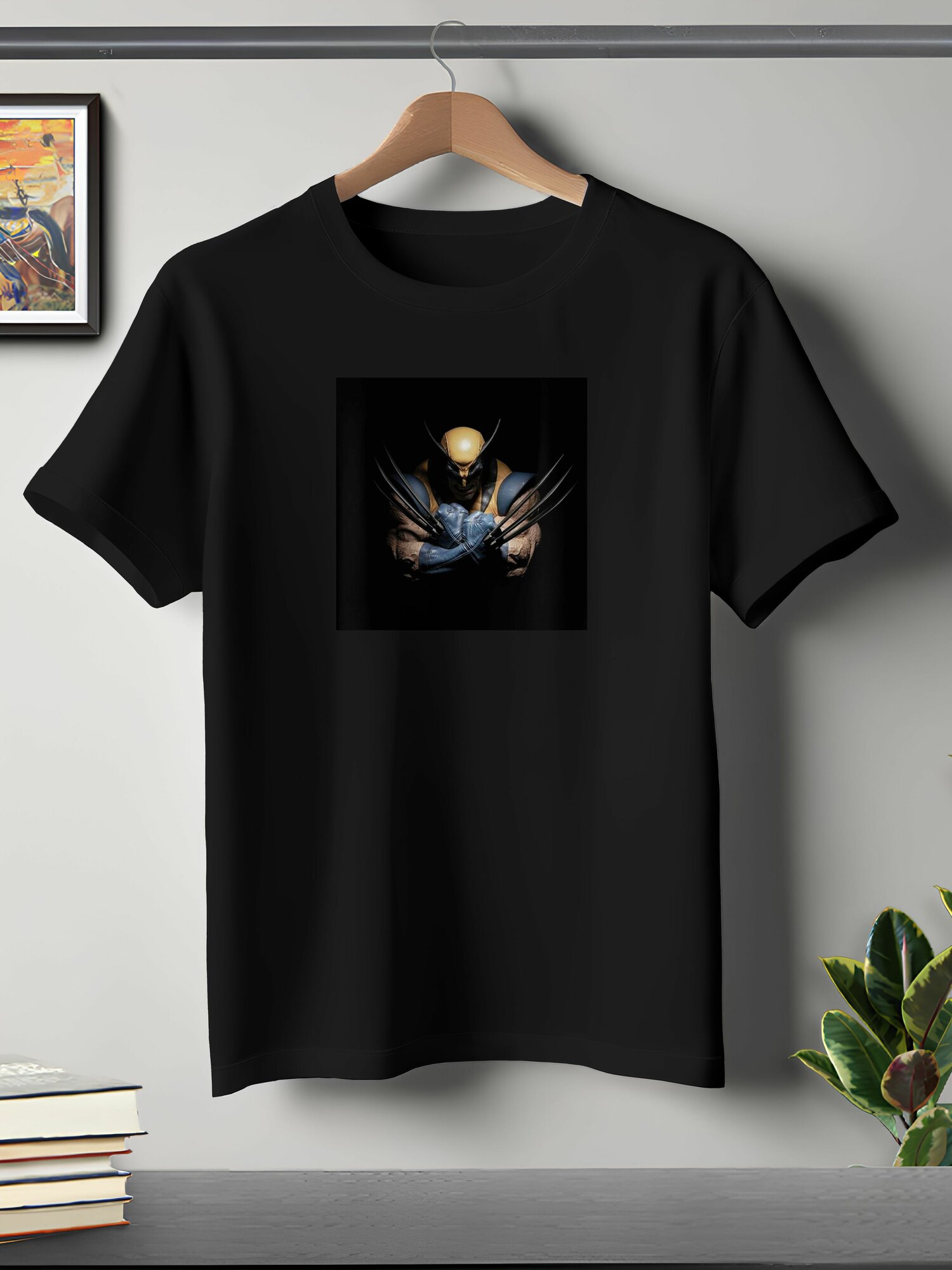 Футболка ONEQ унисекс 50-52 (XL) размер с принтом Россомаха, черная