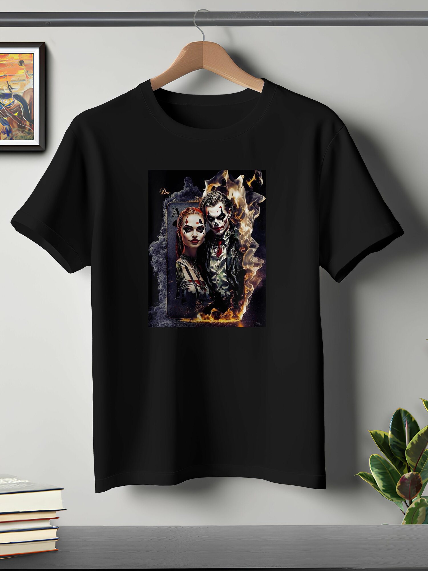 Футболка ONEQ унисекс 50-52 (XL) размер с принтом Джокер и Харли Квин, черная