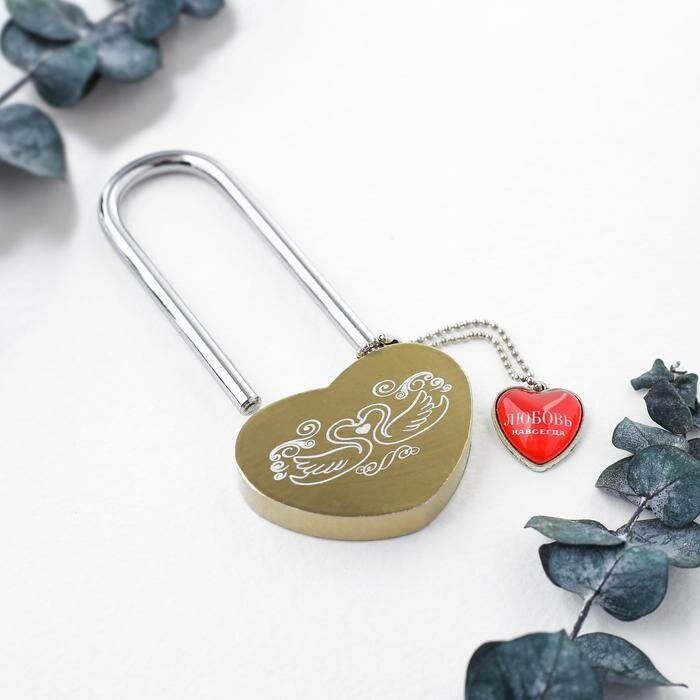 Свадебный замок с гравировкой Ты Я семья , золото, 7 х 3,6 см