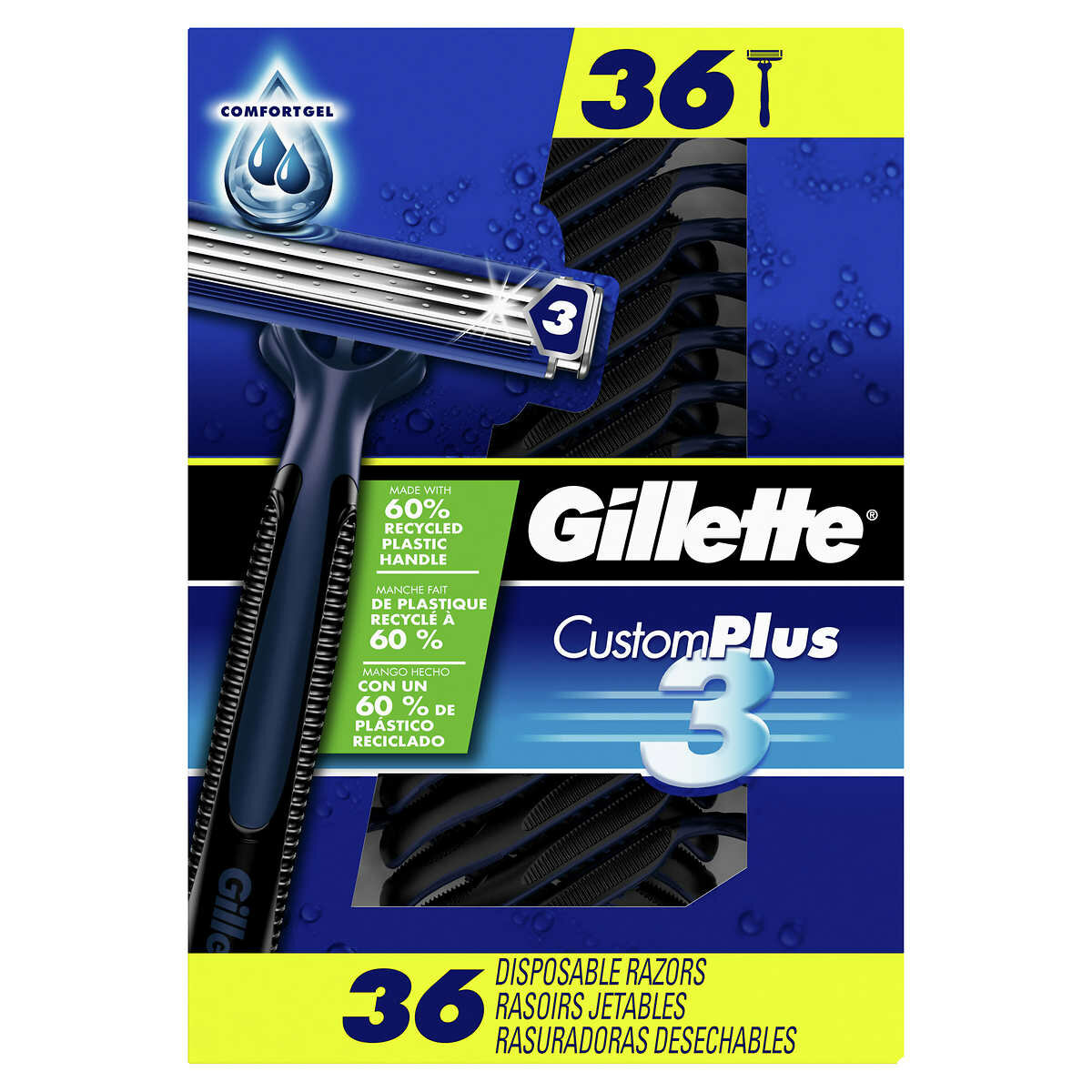 Gillette Custom Plus набор одноразовых станков для бритья с 3 лезвиями (36шт в уп.)