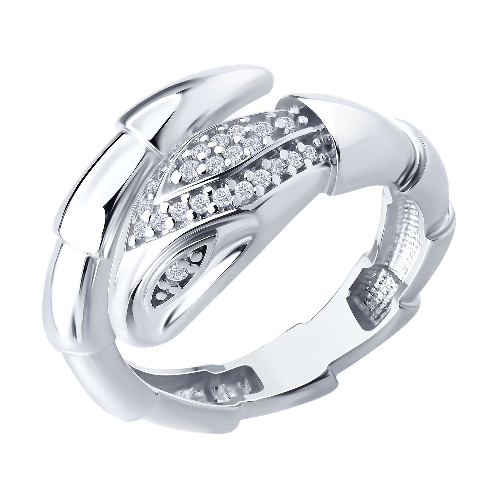 Кольцо, серебро, 925 проба, родирование, фианит