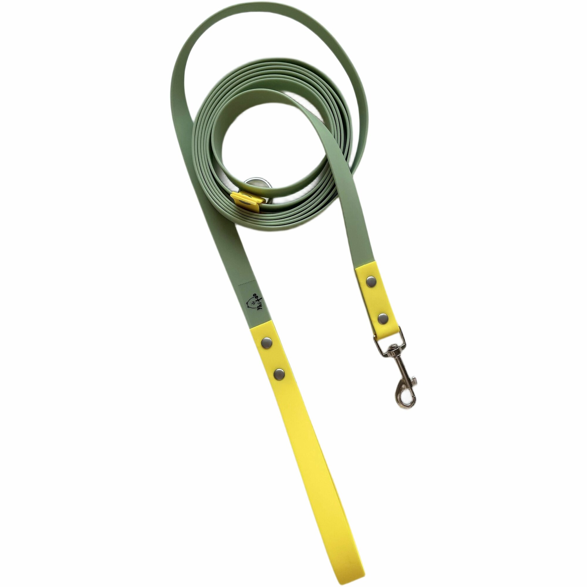 Поводок из биотана 15 мм, длина 5 м, оливковый +желтый