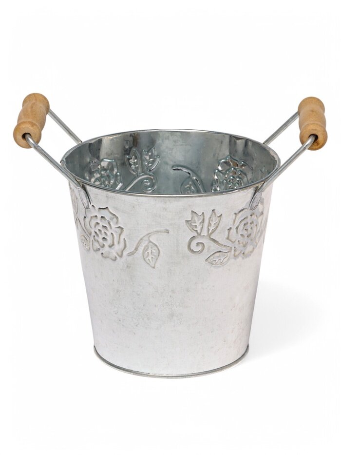 Кашпо с деревянными ручками «Ведёрко Альва», 900 мл, металл