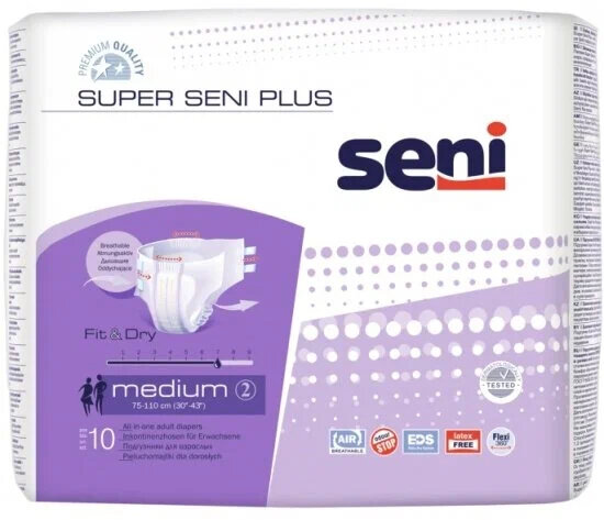 Seni Super Plus Подгузники для взрослых размер M обхват талии 75-110 N10