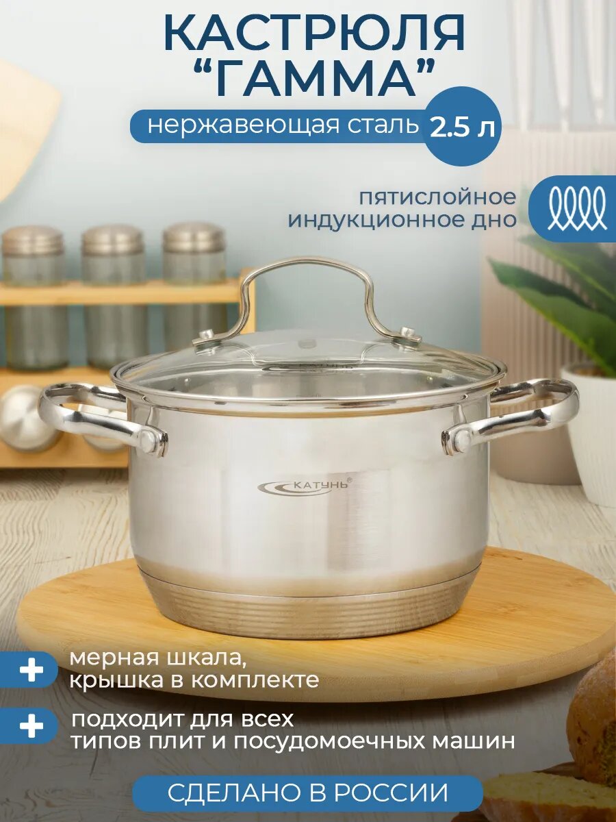 Кастрюля с крышкой 2,5 л, "Гамма"