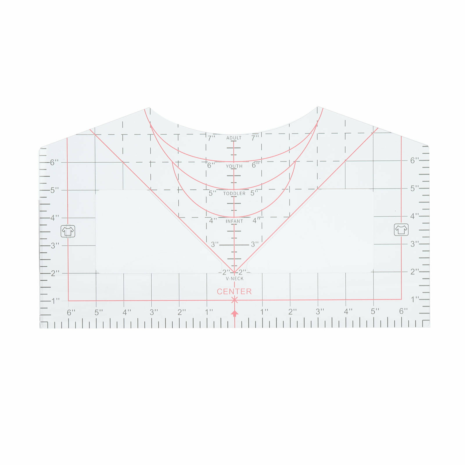 Линейка для футболок, инструмент выравнивания, прозрачные линейки для V-образного выреза, закругленные линейки для центрирования рисунка при термопрессовании.