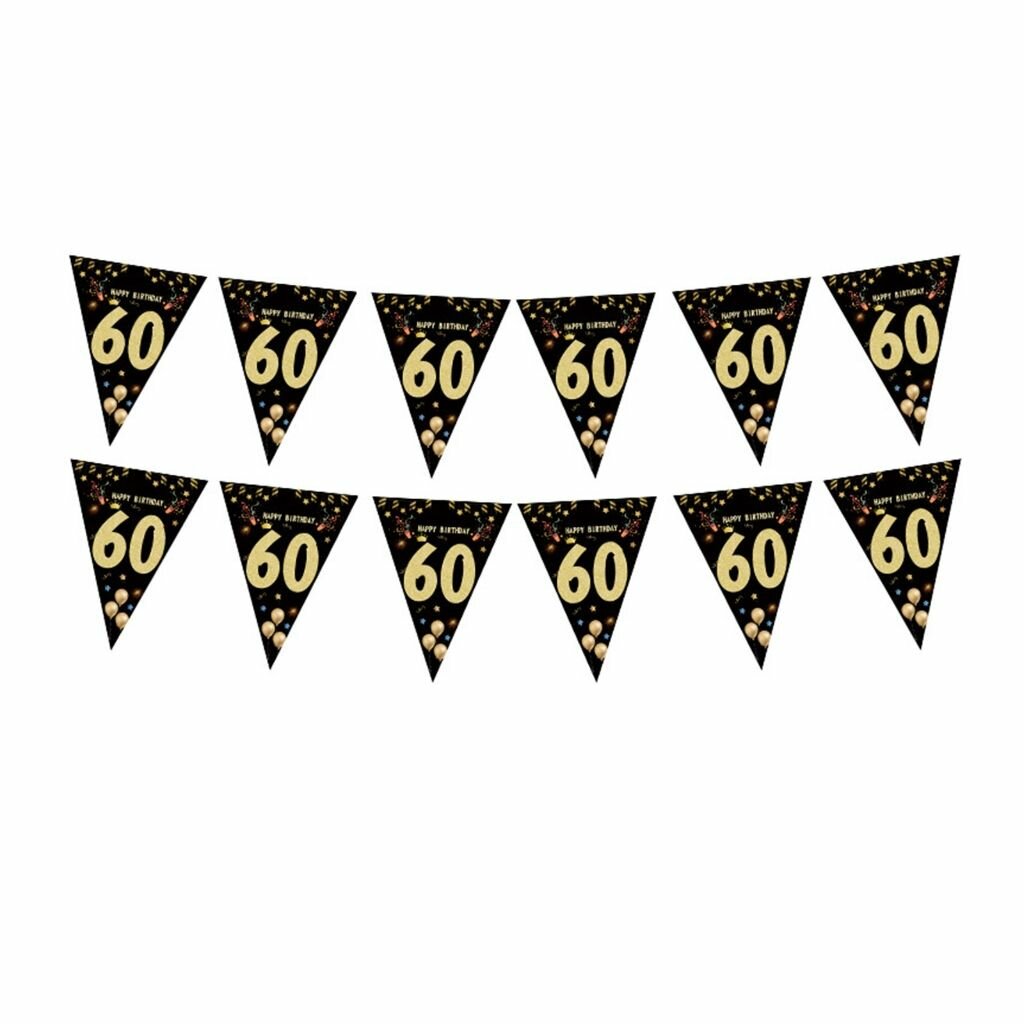 Украшение черно-золотым треугольным флагом для вечеринки по случаю дня рождения годовалой девочки