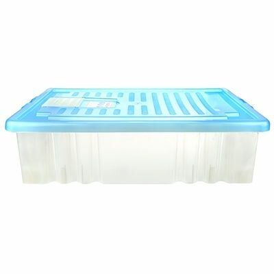 Контейнер для хранения Darel plastic Пластмассовый, 36 л, 61х40х17 см, на колесах, ручки-клипса, синий