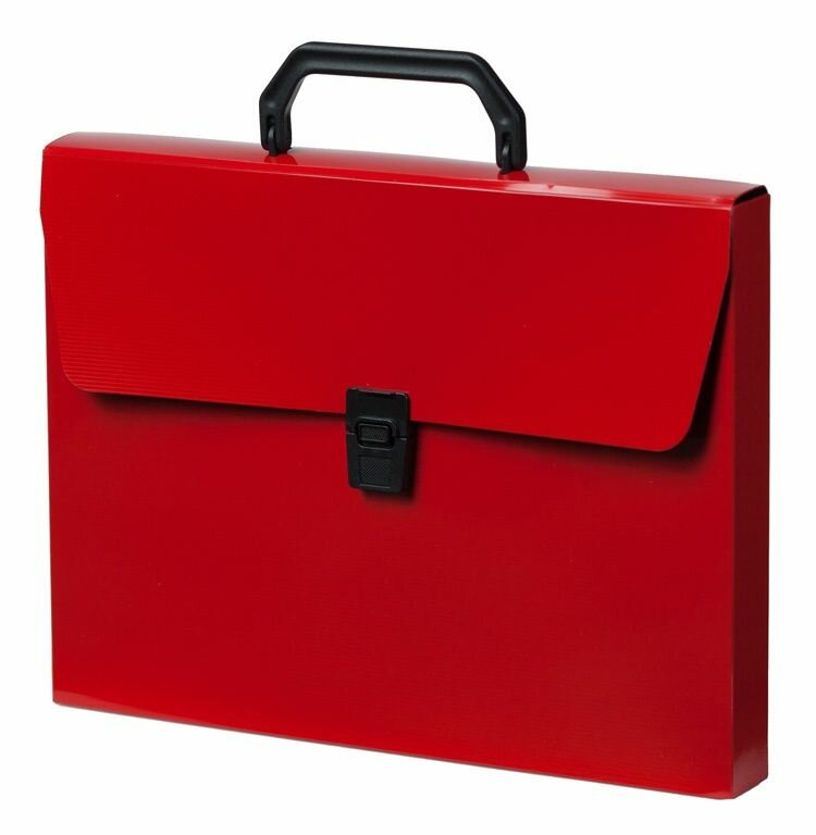 Портфель пластиковый Бюрократ А4 35 мм DeLuxe DLPP01RED 0,7 мм, красный (1135776)