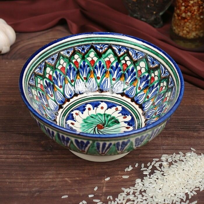 Супница Шафран Коса, "Риштанская Керамика", малая, D 15 см