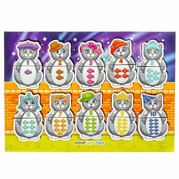 Обучающий набор WoodLand Toys "Котики учат счет" дерево (370202)