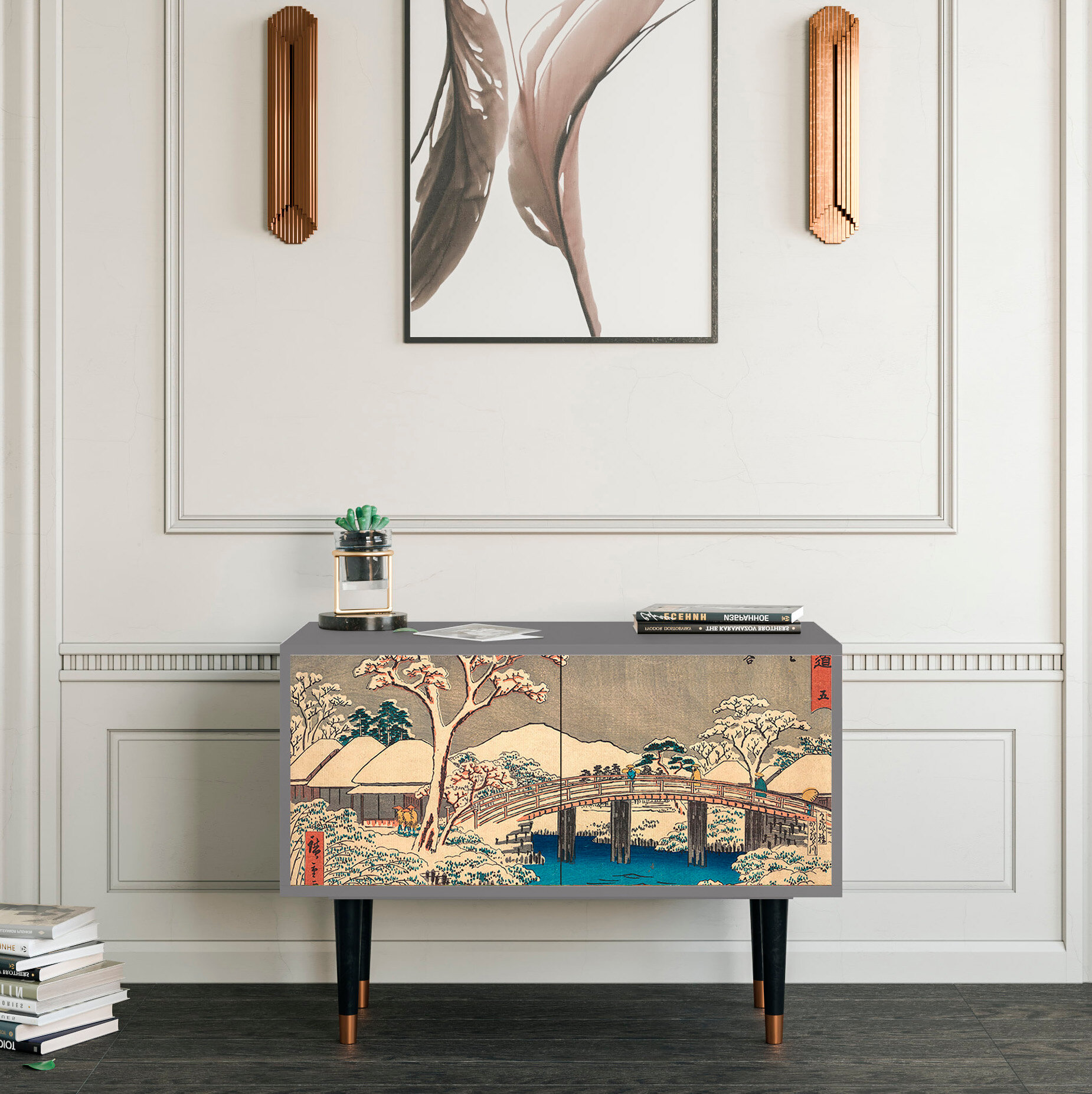 Комод - STORYZ - S1 Katabira River by Utagawa Hiroshige, Размер - 94 x 69 x 48 см, Цвет корпуса - , Серый