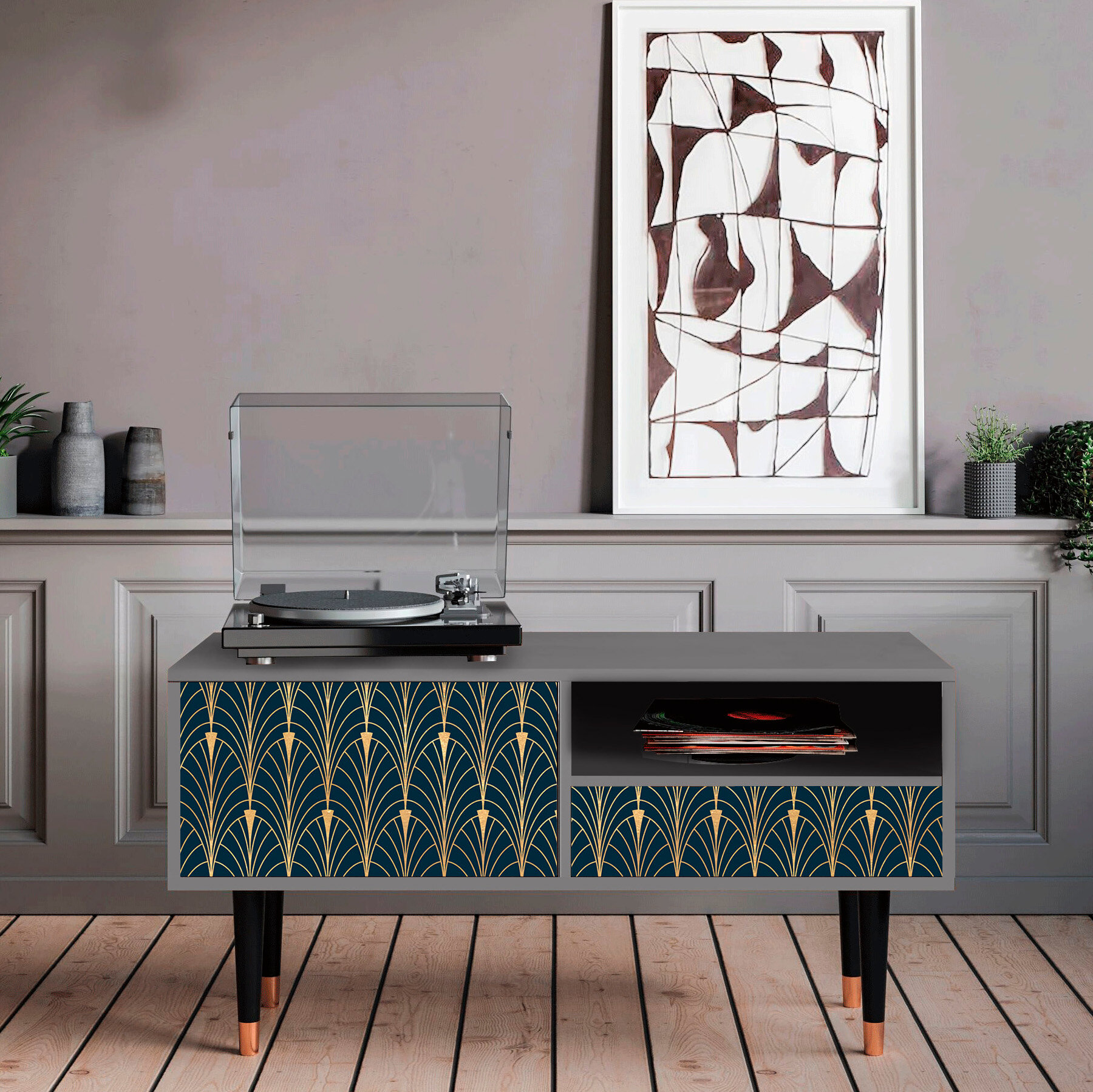 ТВ-Тумба - STORYZ - T3 Flower of the Nile, Размер - 115 x 59 x 48 см, Цвет корпуса - , Серый