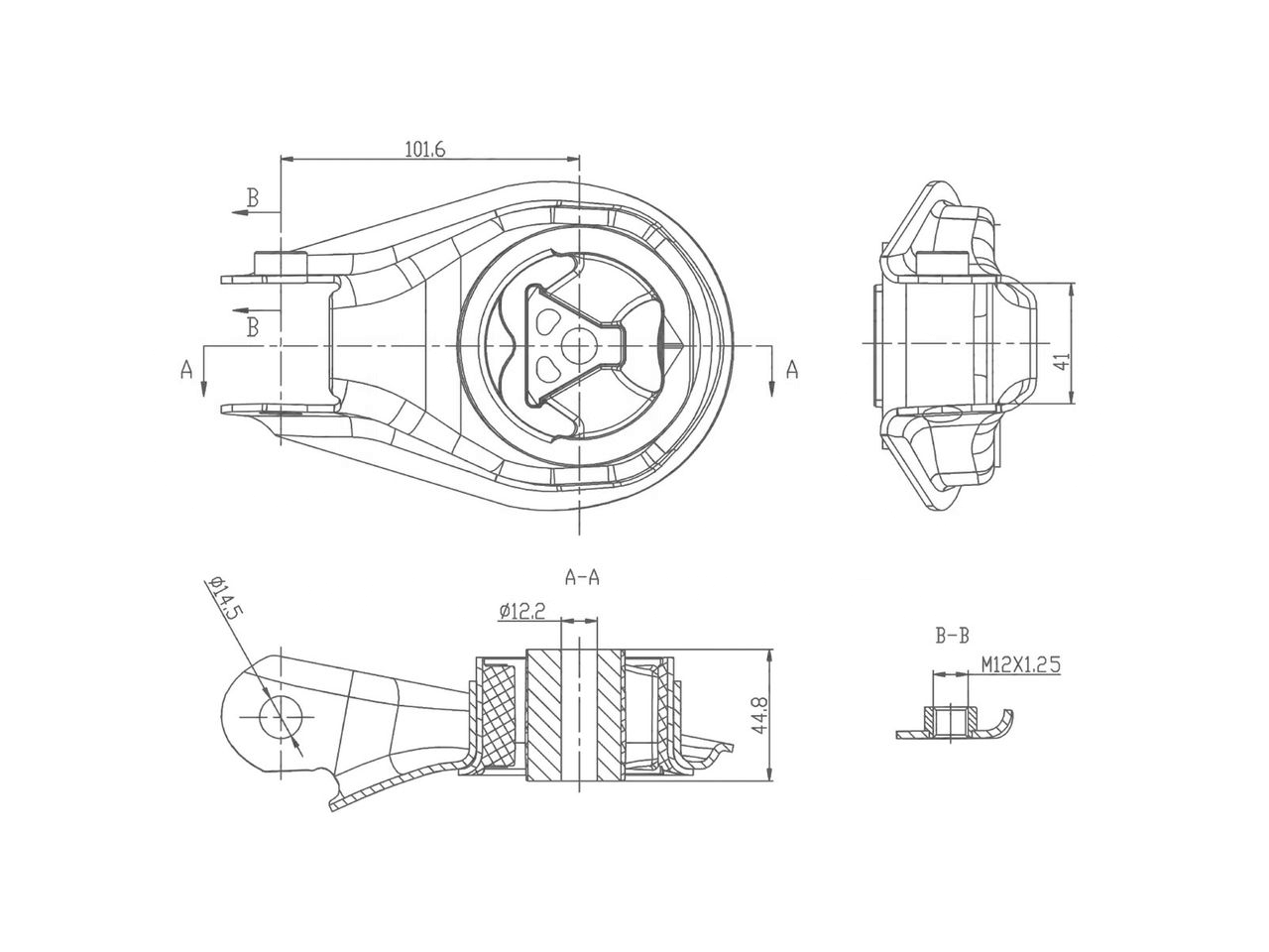UNIO RMP-15146 (BP4S39040 / BP4S39040A / BP4S39040B) опора двигателя задняя Mazda (Мазда) 3 i, II 03-, 5 i-II 05-