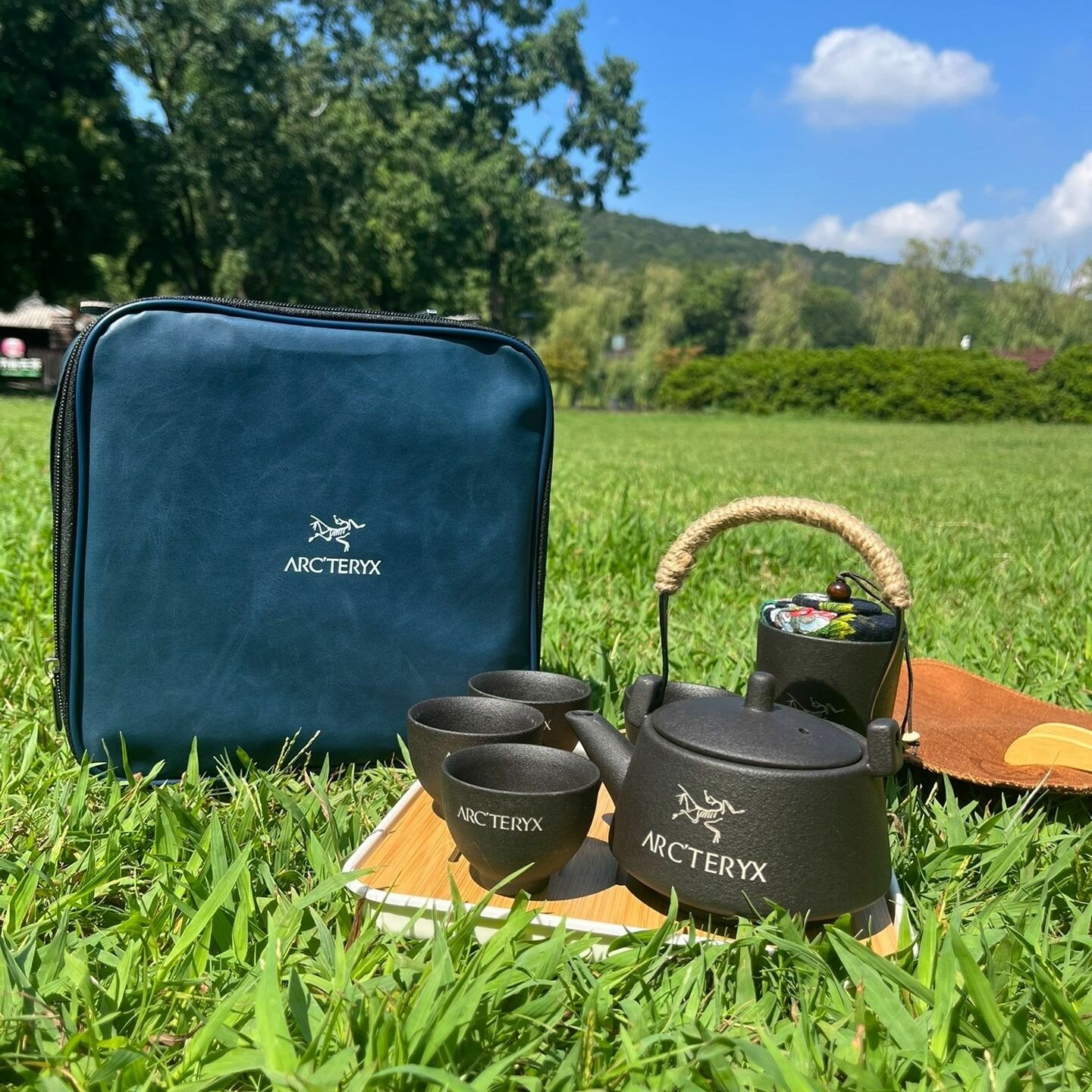 Чайный набор Arc'teryx, для чайной церемонии, черная фарфоровая посуда, 5 предметов