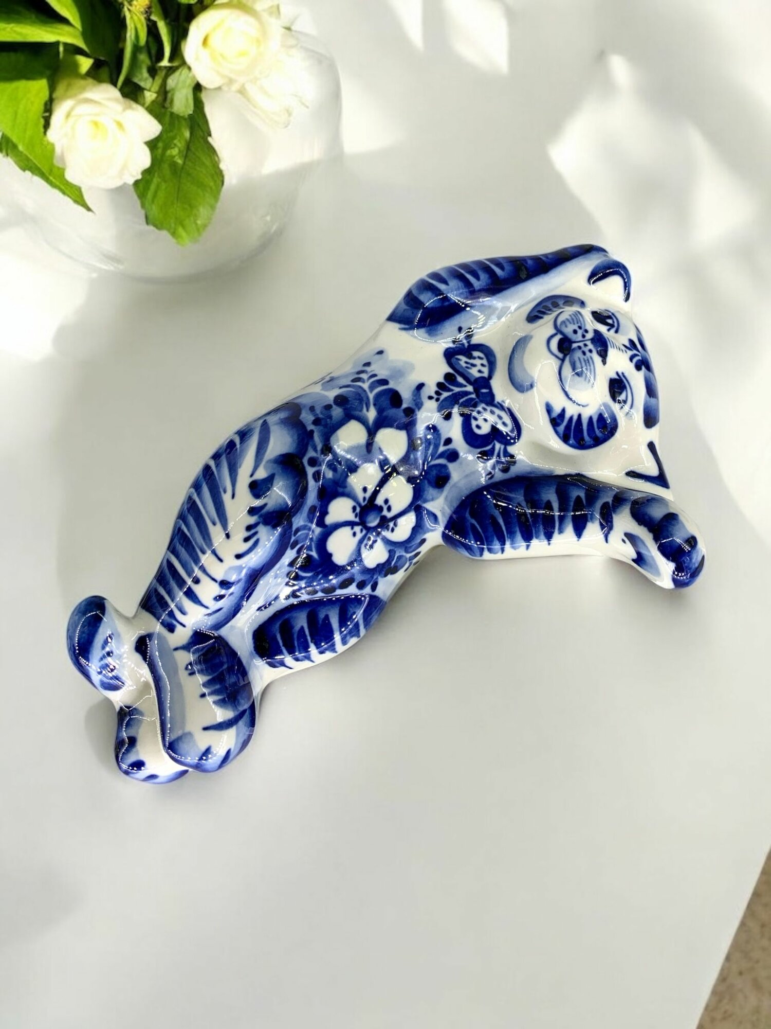 Фарфоровая статуэтка "Кот" гжель фарфор ручная работа