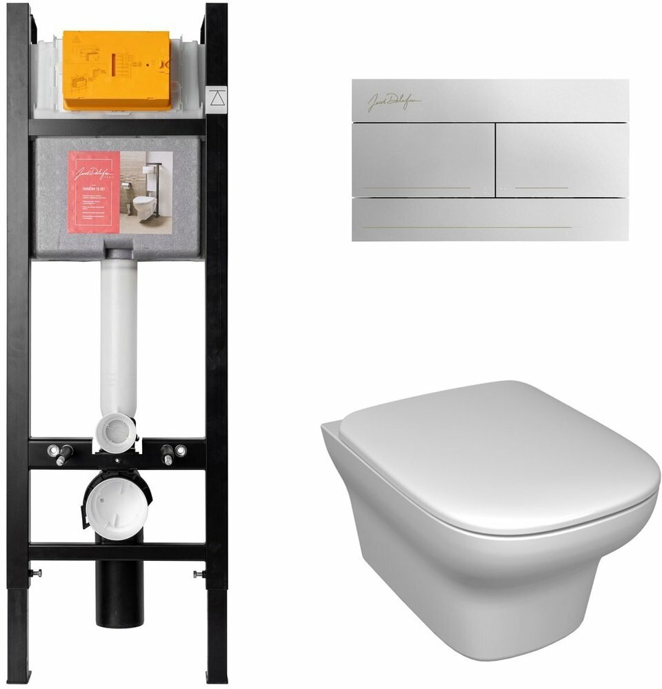 Унитаз с инсталляцией Jacob Delafon Vox E21770RU-00 сиденье тонкое микролифт, клавиша хром (E33131RU+EDM102+E20142+E4316-CP)