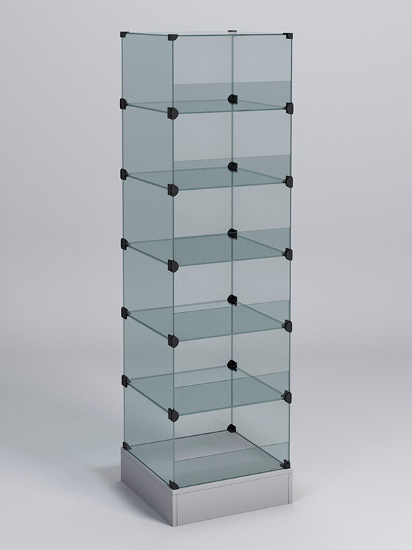 Витрина "КУБ" №502-КО стаканчик (без дверок, передняя стенка - стекло), Серый