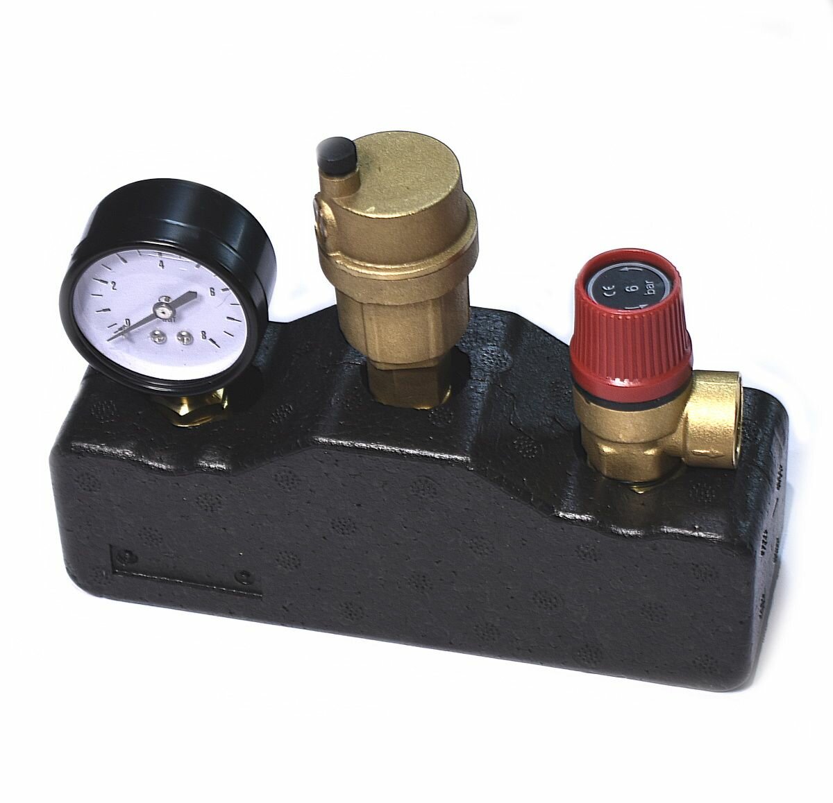 Группа безопасности 1" 6 бар (манометр, воздухоотводчик, сбросной клапан), латунь ГазЧасть 228-0202