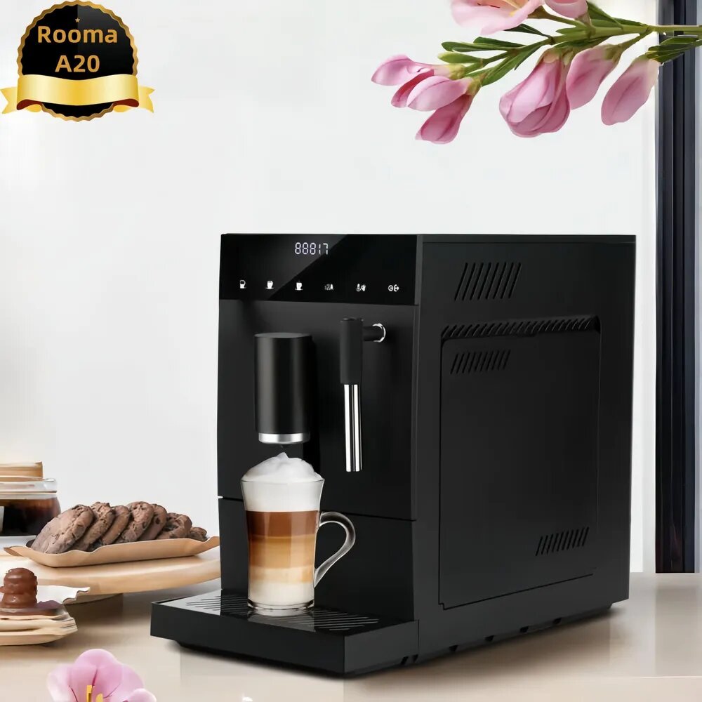 Кофеварка гейзерная электрическая Кофемашина для капучино Rooma A20, черный