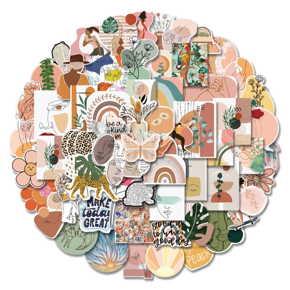 100 шт. водонепроницаемых наклеек в стиле бохо для ноутбука, телефона, бутылки с водой, компьютера, багажа, шлема, скейтборда