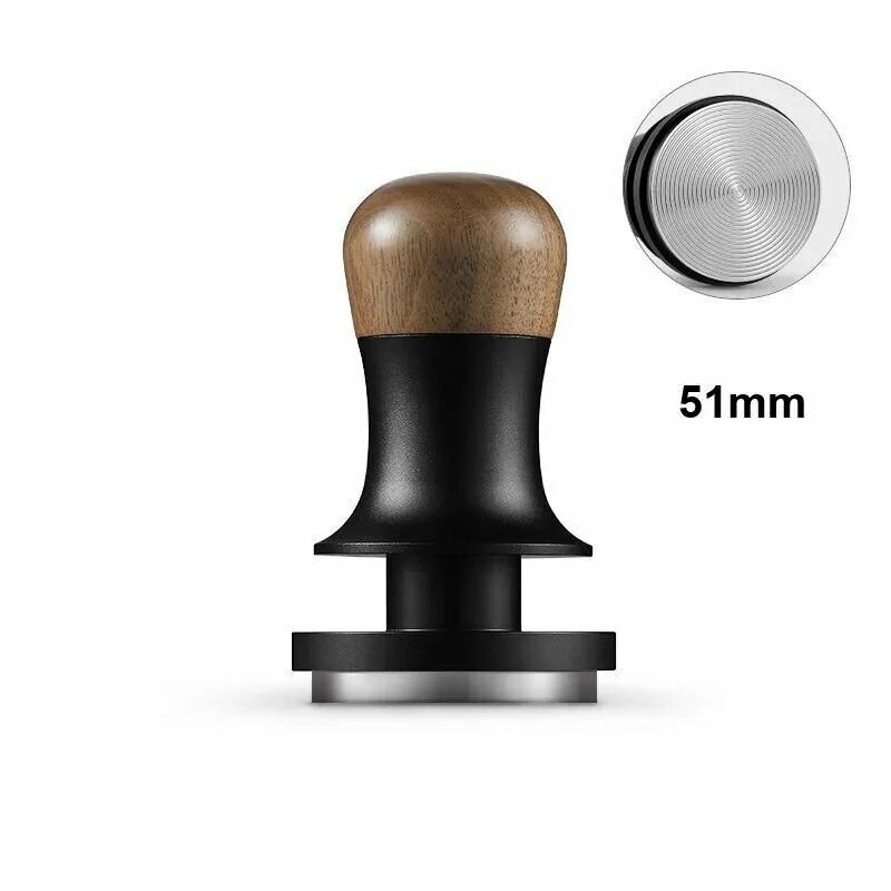 Темпер для эспрессо MHW-3BOMBER, металлический, с деревянной рукояткой, черный