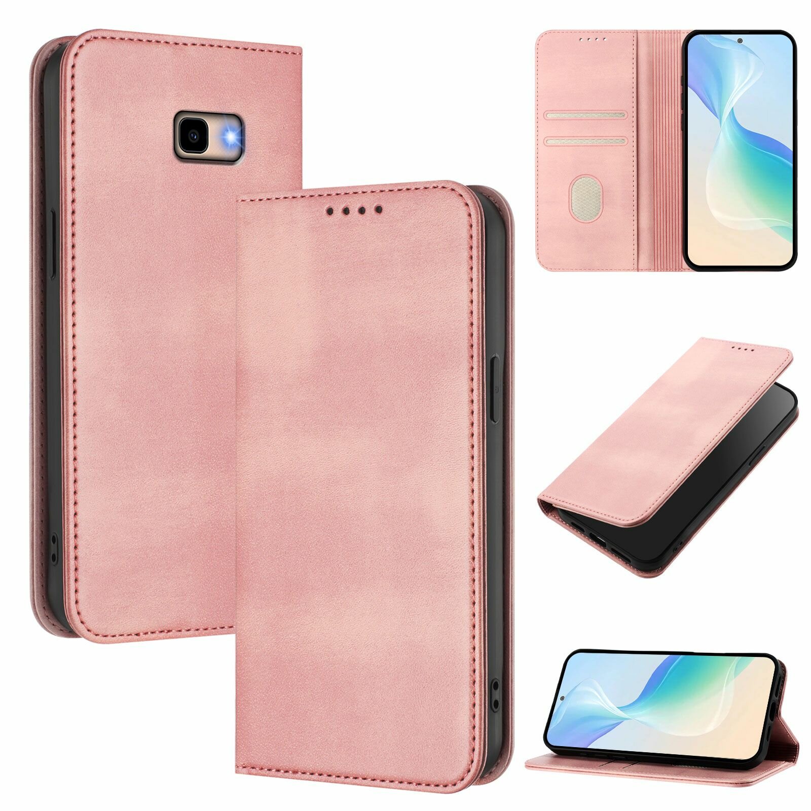 Кожаный чехол-книжка для Samsung Galaxy J4 Plus / J4+ ( Самсунг галакси J4 плюс, J4+) с отделениями для карт и кошельком, Функция блокировки RFID