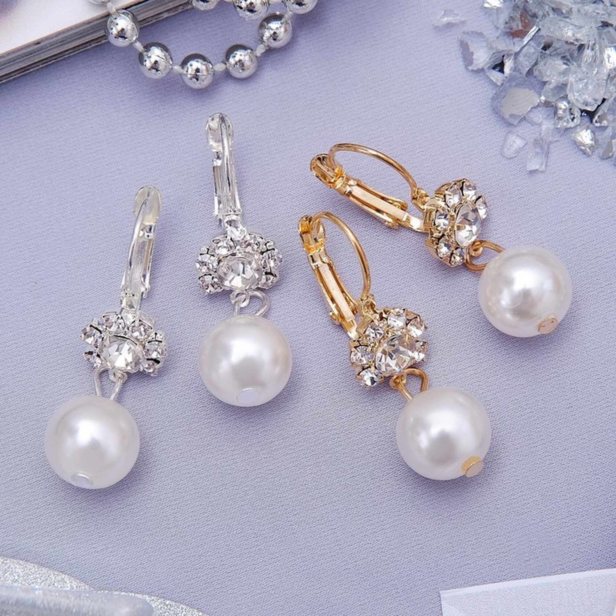 Серьги конго, жемчуг имитация