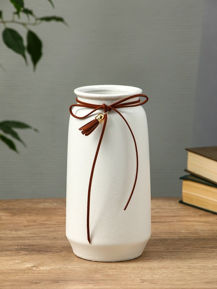 Ваза «Шерон», классика шнур, 20×9.5×8 см, керамика, белая