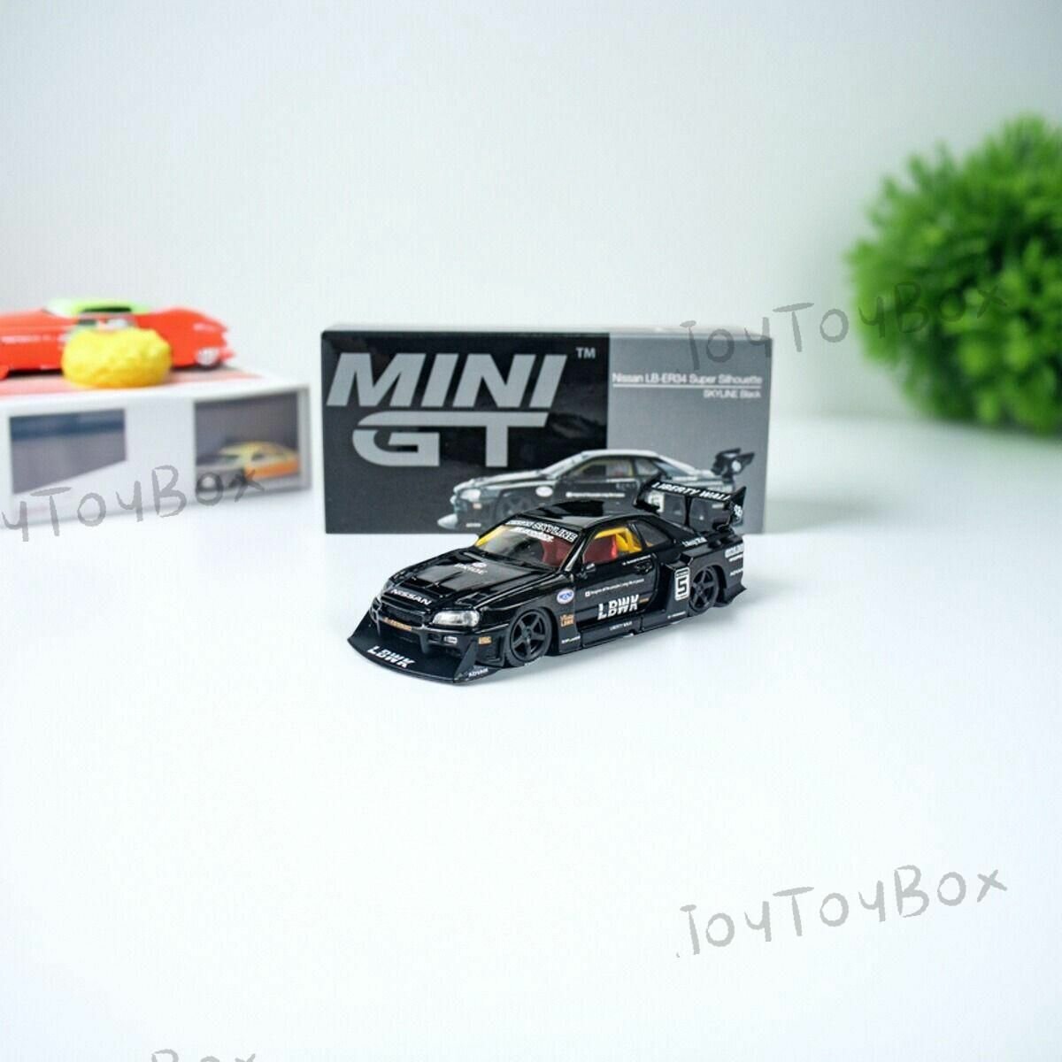 Машинка Mini gt 1/64 MINI GT 1/64 #844 Nissan LB-ER34 Super Silhouette SKYLINE Black Die-cast Alloy Car Model Collection Gift