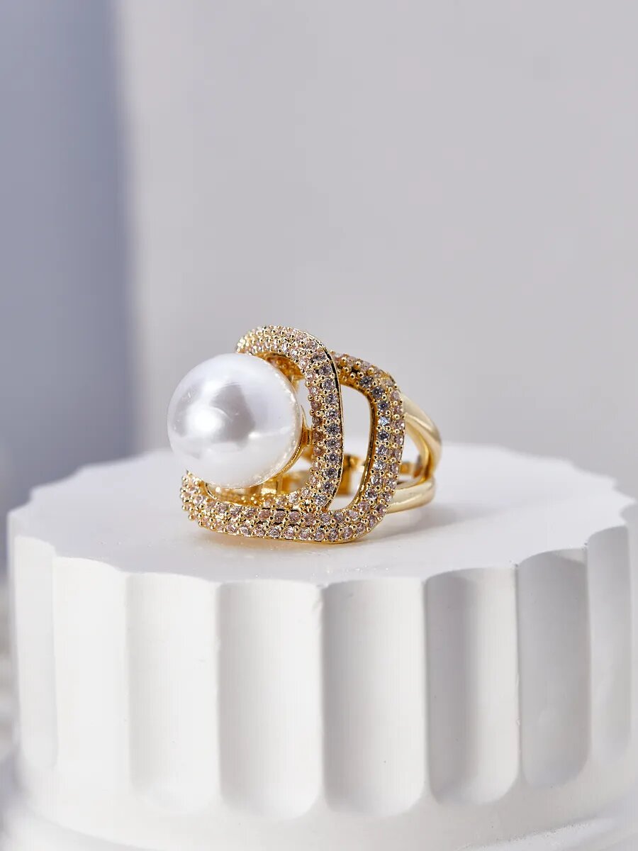 Кольцо, фианит, кристаллы Swarovski